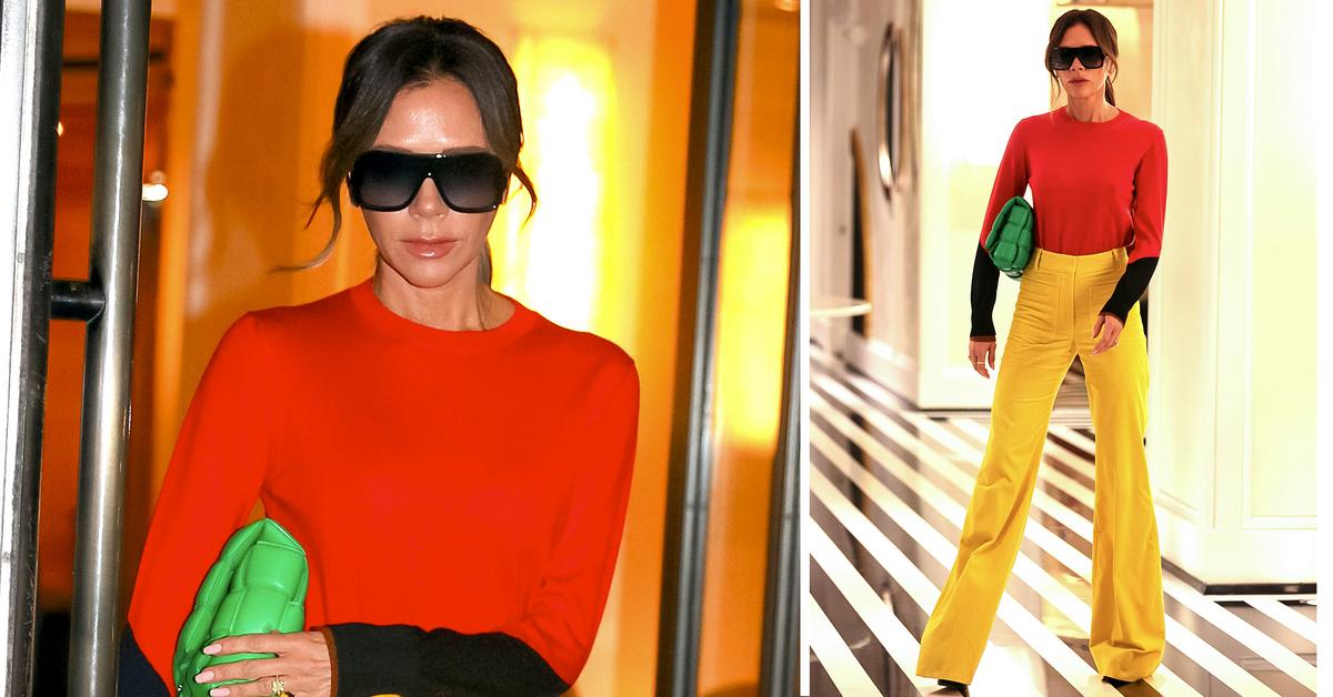 Victoria Beckham Revives The Color-Blocking Trend In Bright Outfit: Pics