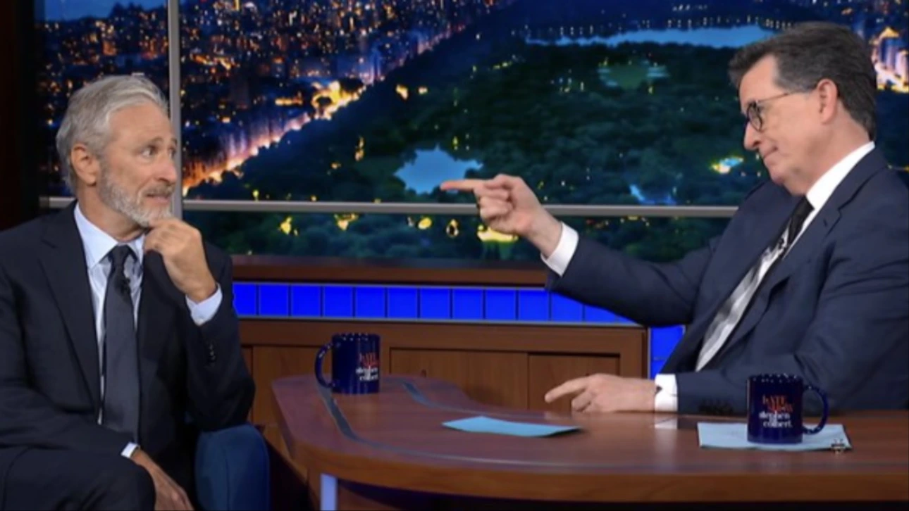 Jon Stewart Rips CBS in Fiery Colbert Reunion